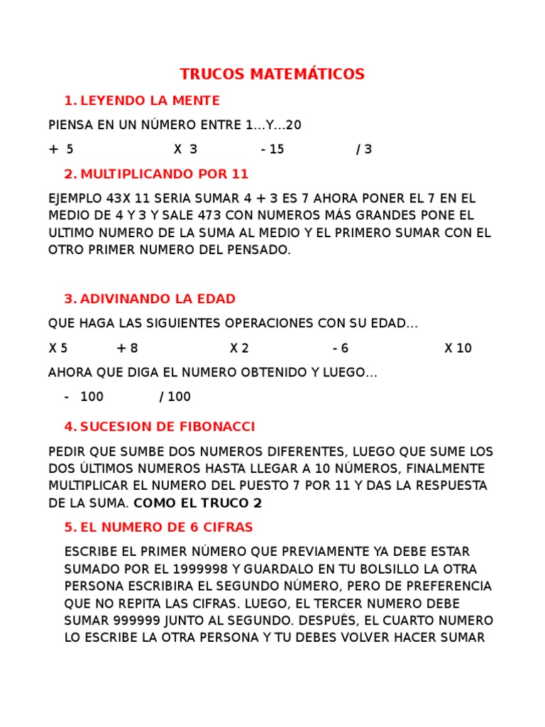 Trucos Matematicos | PDF