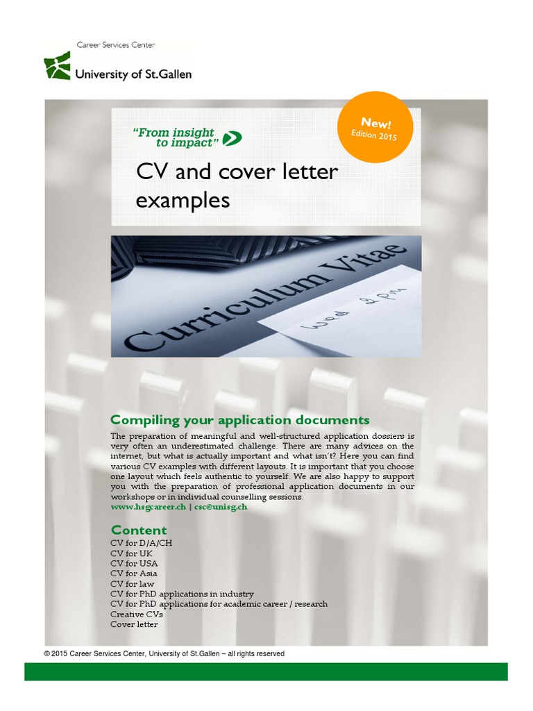 CV and Cover Letter Examples: Compiling Your Application Documents ...