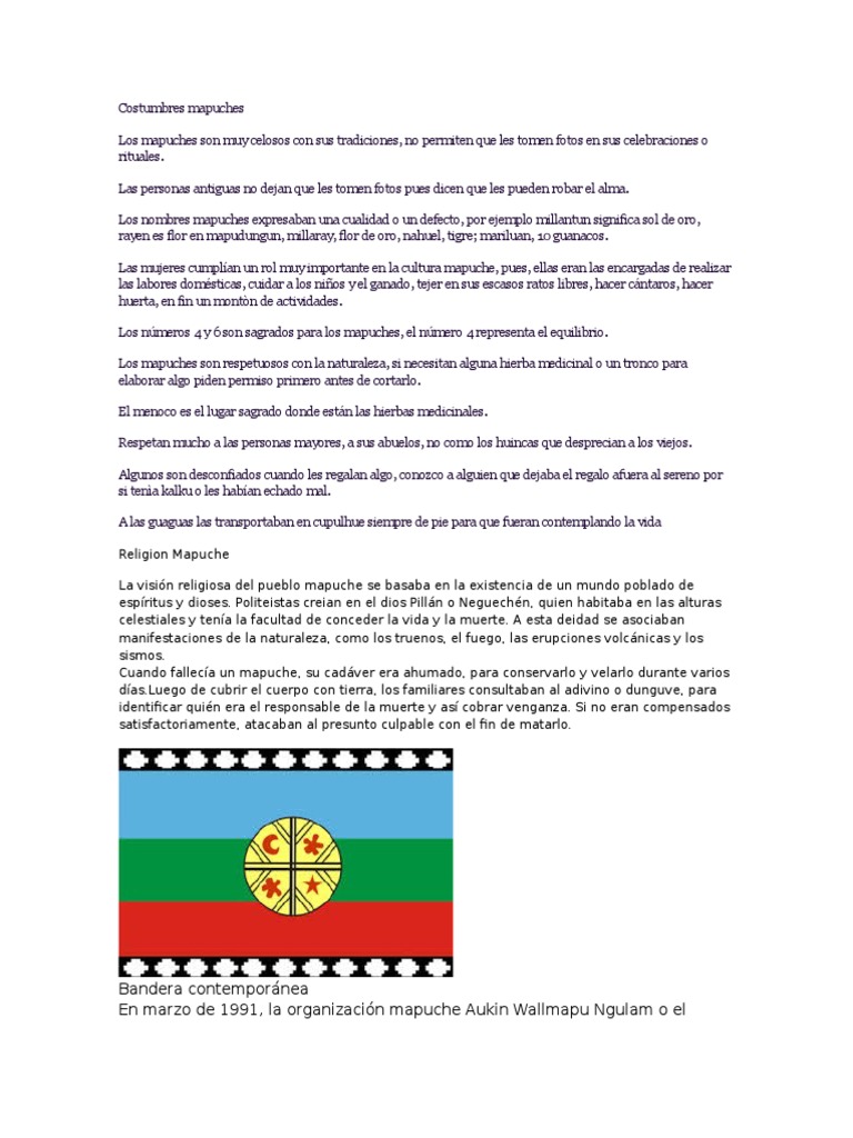 Costumbres y tradiciones mapuches | PDF | Ropa | Religión y creencia