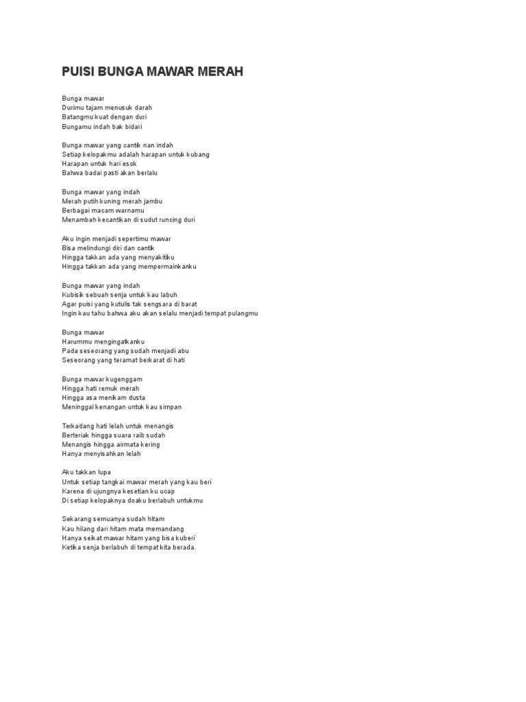 Puisi Bunga Mawar Merah | PDF