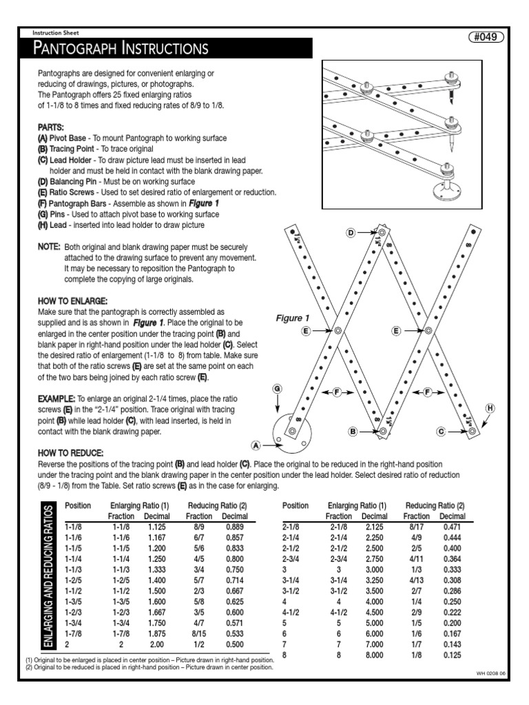 Antograph Nstructions: P A R T S: (A) (B) (C) (D) (E) (F) (G) (H) N O T ...