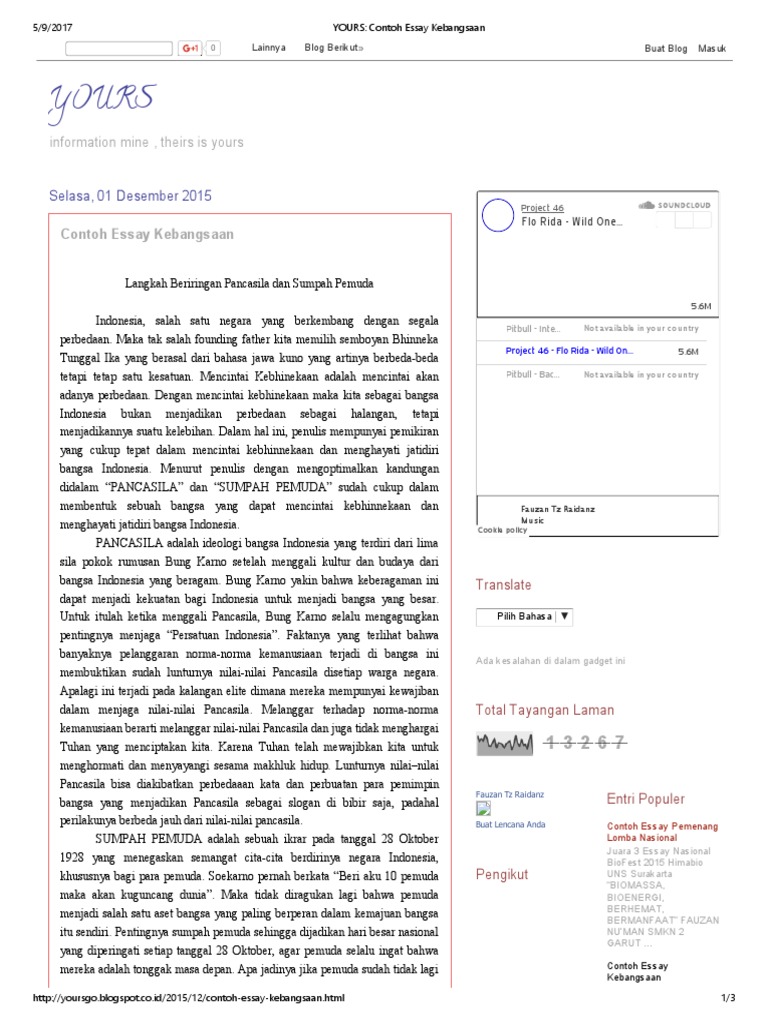 YOURS - Contoh Essay Kebangsaan | PDF
