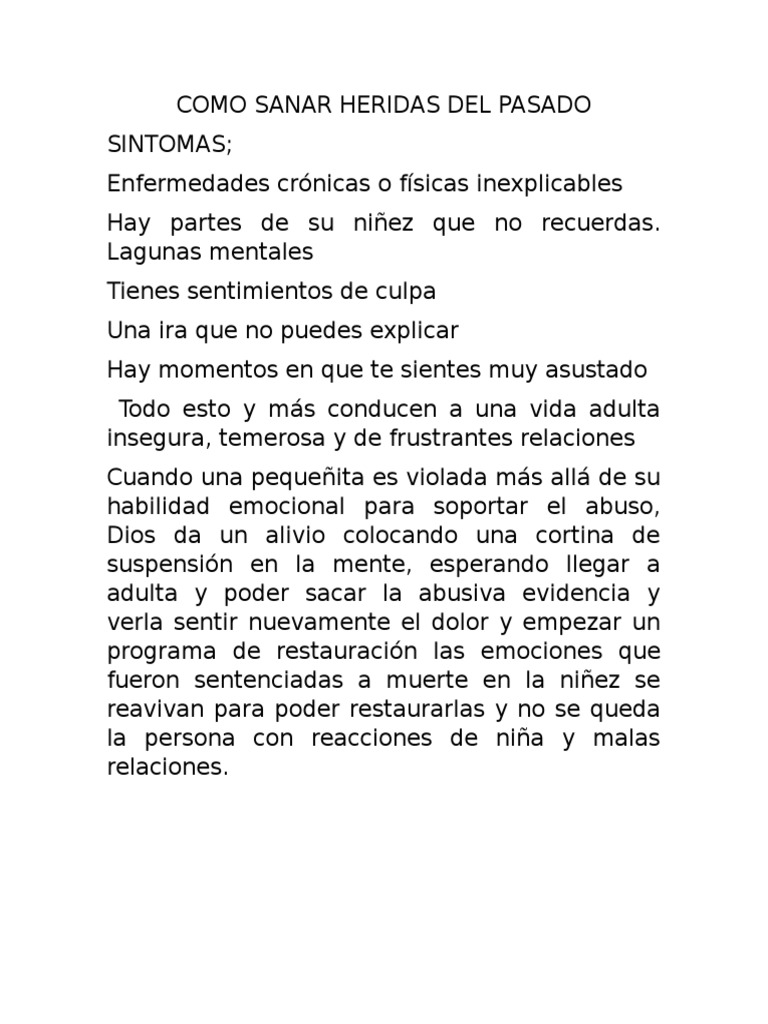 Como Sanar Las Heridas Del Pasado | PDF | Autosuperación