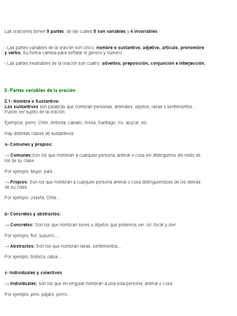 Partes de Una Oración | PDF | Adjetivo | Sustantivo