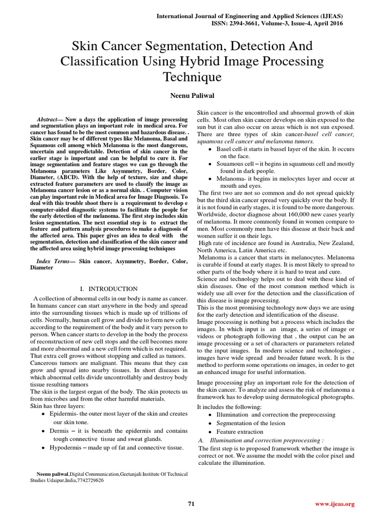 IJEAS0304047 | PDF | Skin Cancer | Melanoma