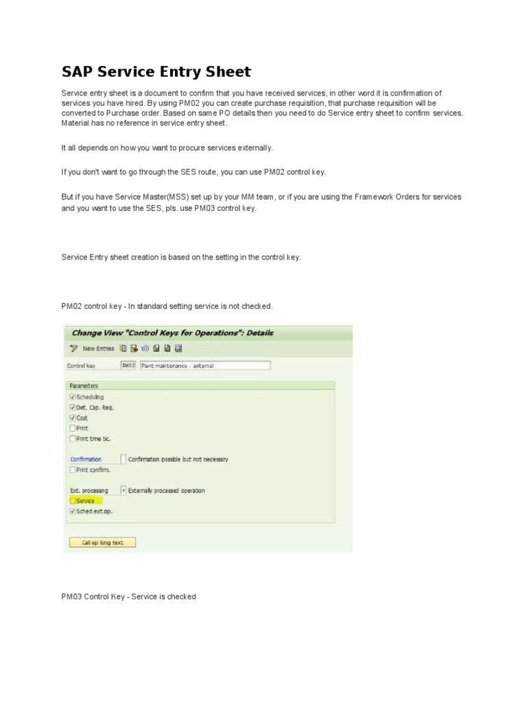 SAP Service Entry Sheet | PDF | Business | Computing