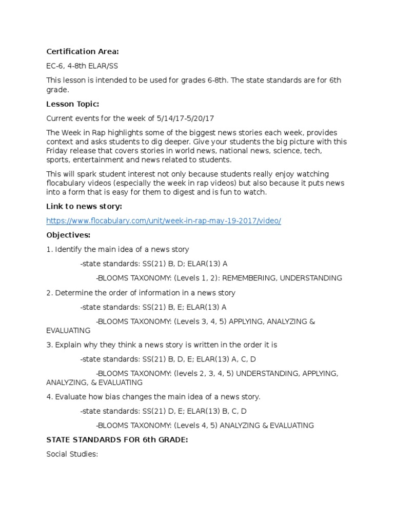 Current Event Lesson Plan Use | PDF | Educational Assessment | News