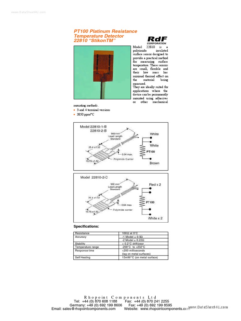 Datasheet pt100 PDF | PDF | Electrical Resistance And Conductance ...