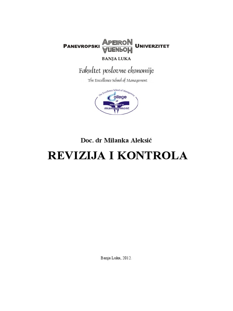 Revizija I Kontrola Skripta II - Milanka Aleksic PDF | PDF