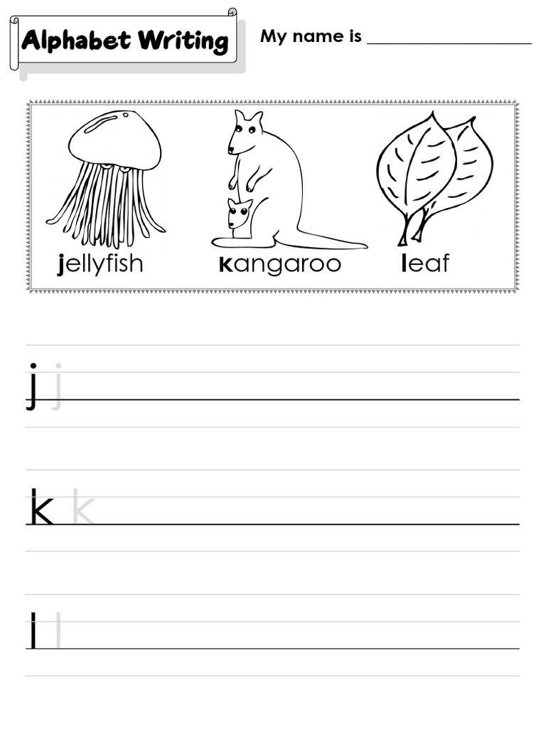Alphabet Writing JKL | PDF