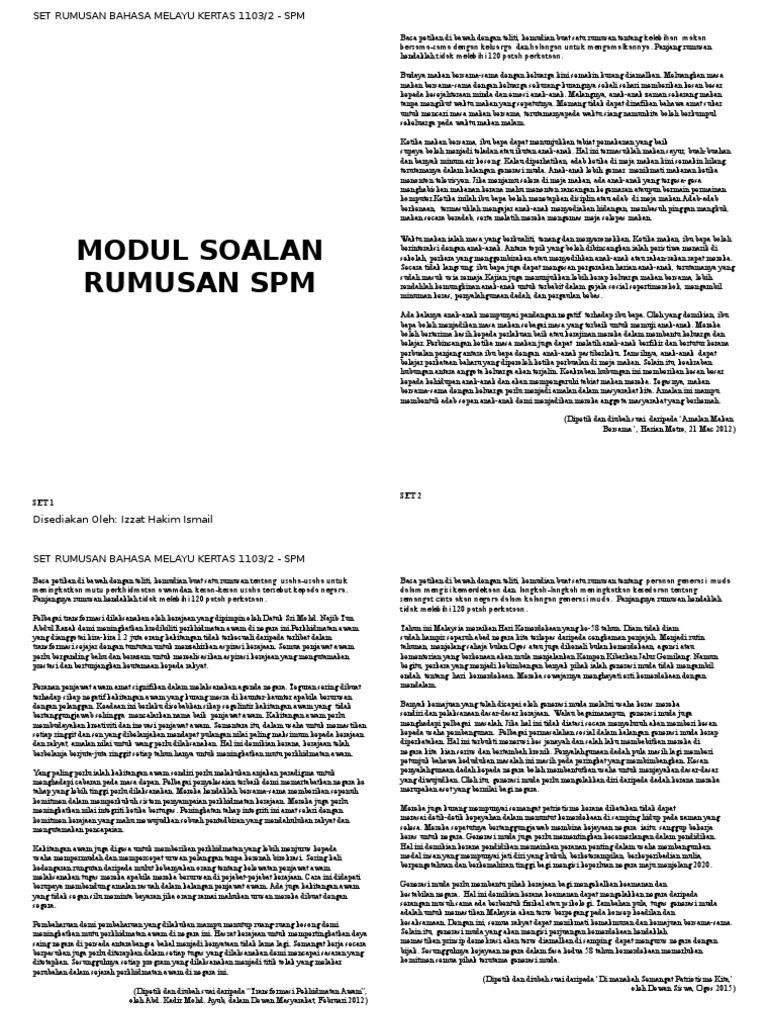 Modul Soalan Rumusan SPM | PDF