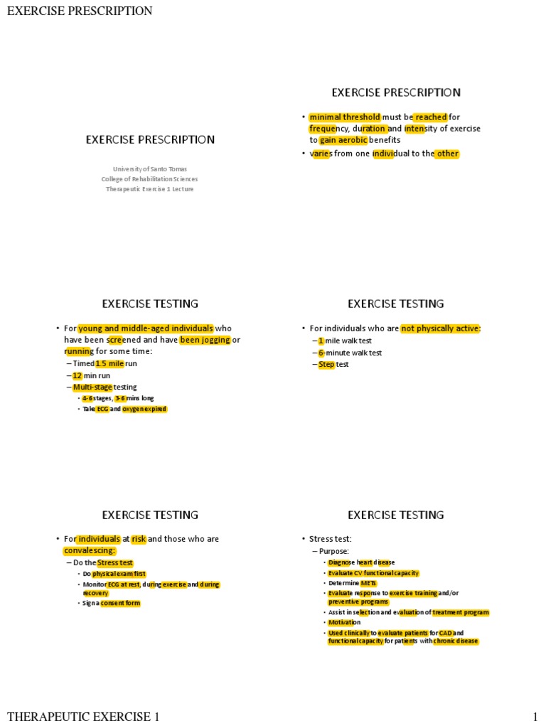 Exercise Prescription Guidelines | PDF | Aerobic Exercise | Physical ...
