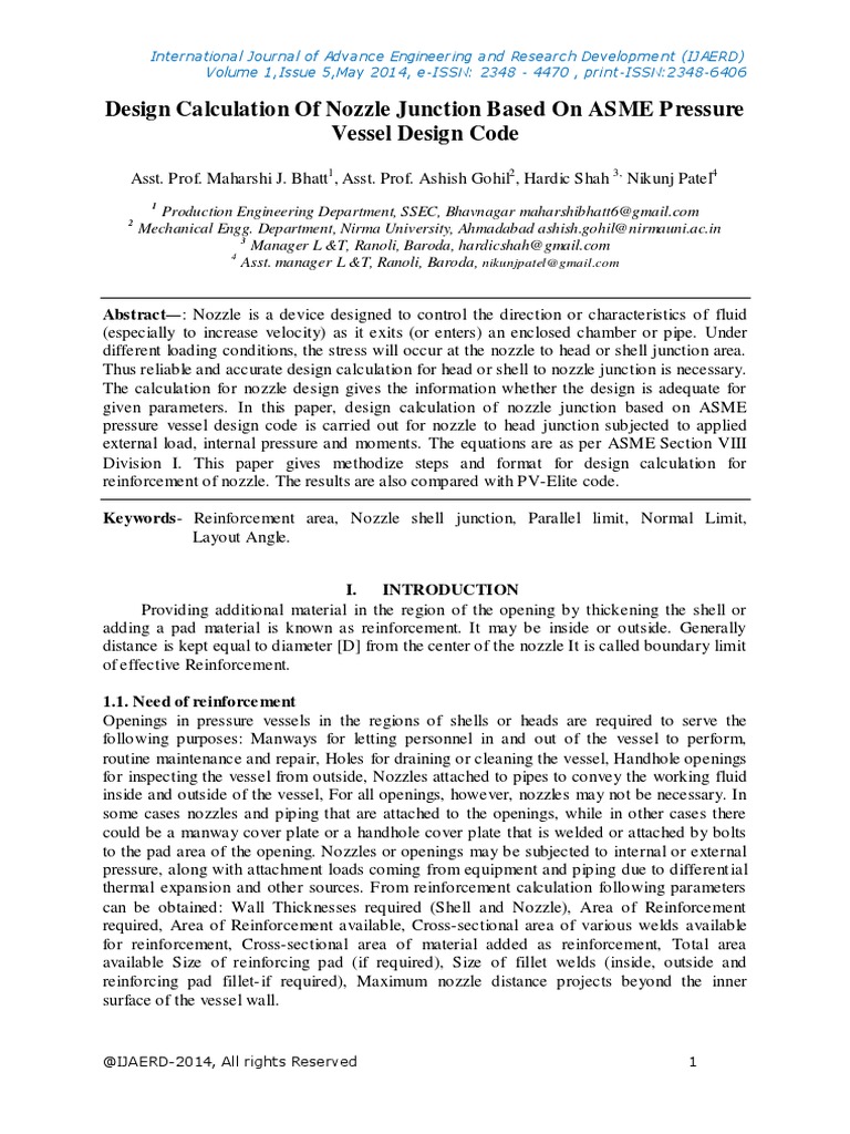 Nozzle Design Calculation per ASME Code | PDF | Stress (Mechanics ...