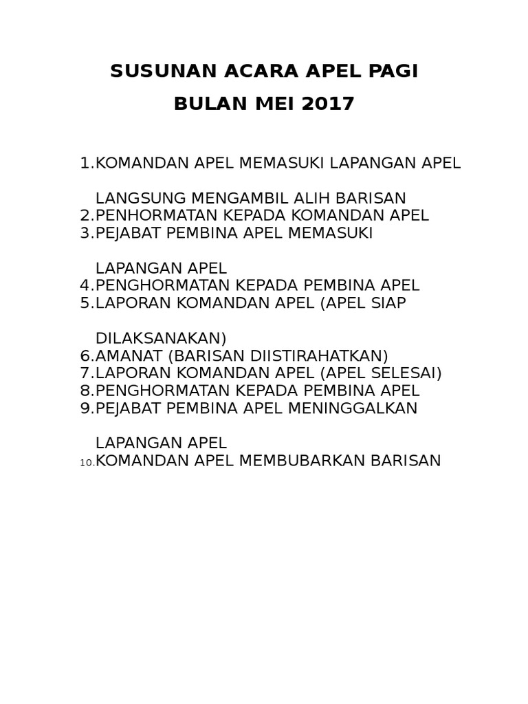 Susunan Acara Apel Pagi Pdf