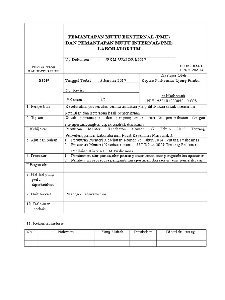 Sop Pme Dan Pmi, Bukti Pelaksanaan Pme Dan Pmi | PDF