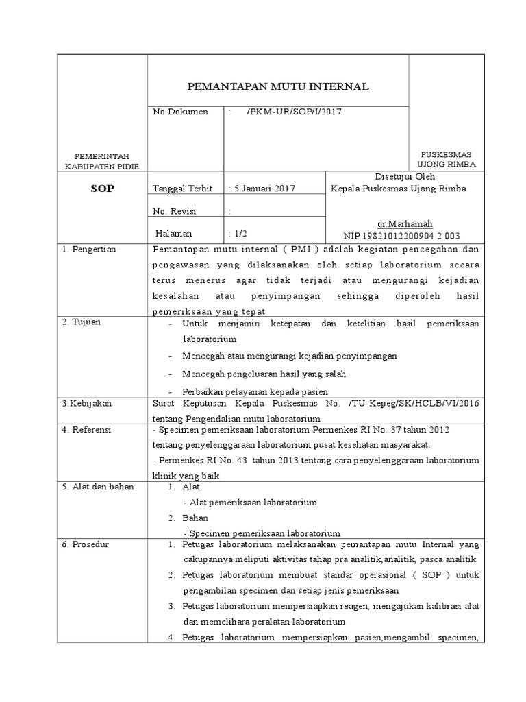 SOP Pmi | PDF | Kesehatan Holistik | Sains & Matematika