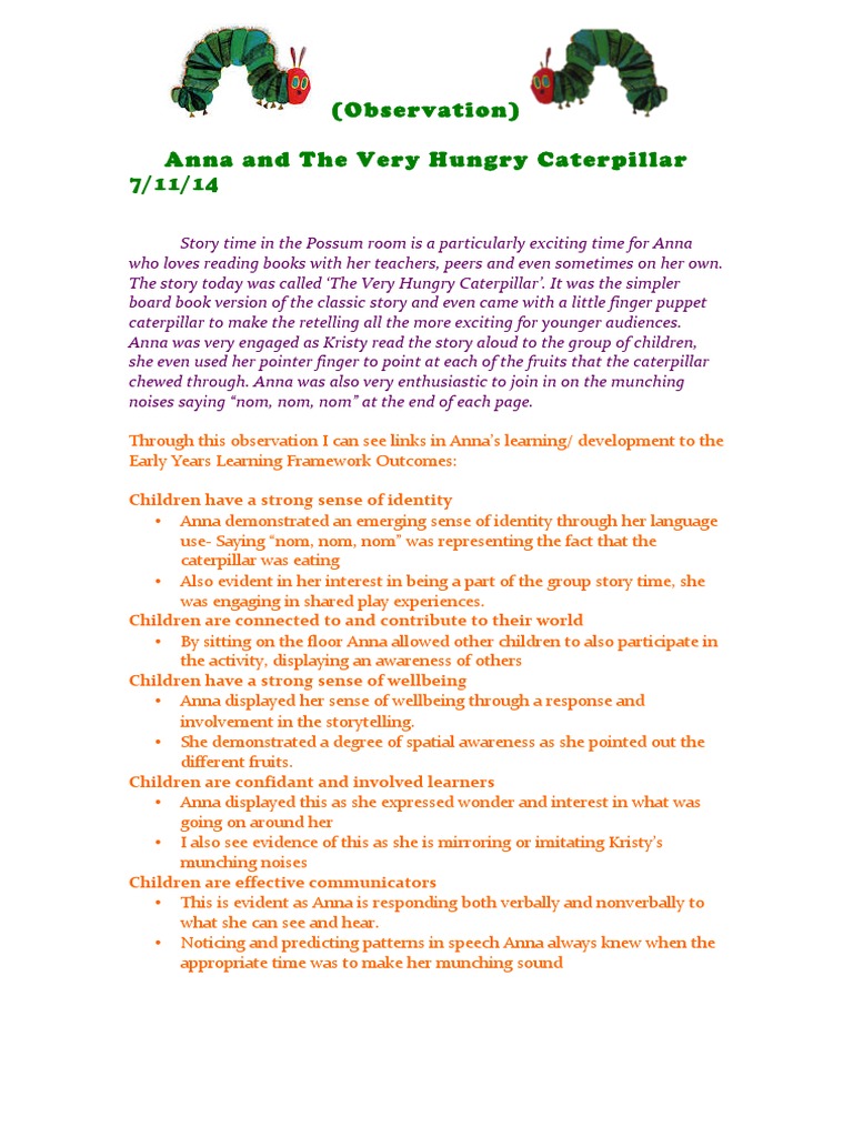 The Very Hungry Caterpillar Story Pdf