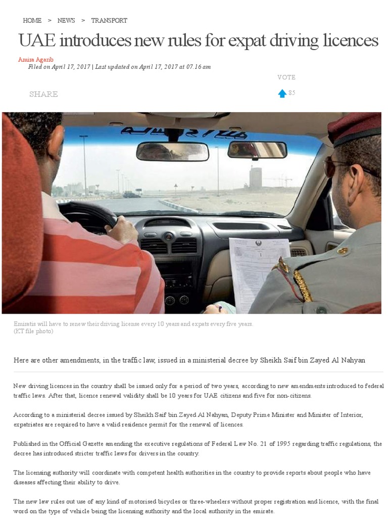 UAE Introduces New Rules For Expat Driving Licences - Khaleej Times ...