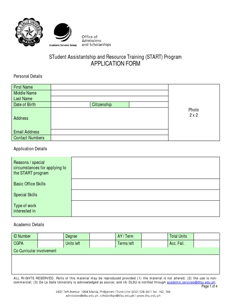Dlsu-Start Application Form | PDF | Mortgage Loan | Government