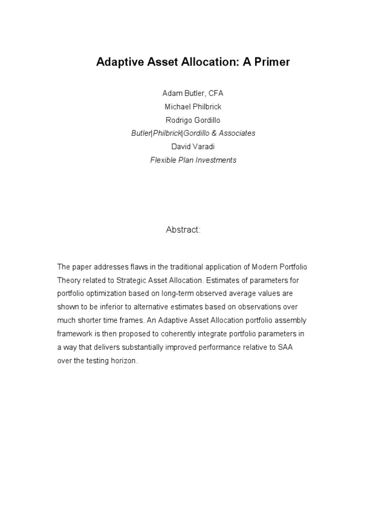 Adaptive Asset Allocation: A Primer: Butler - Philbrick - Gordillo ...