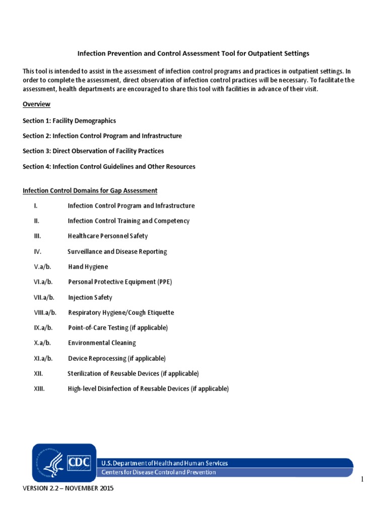 Infection Control Assessment Tool Guide | PDF | Infection Control ...
