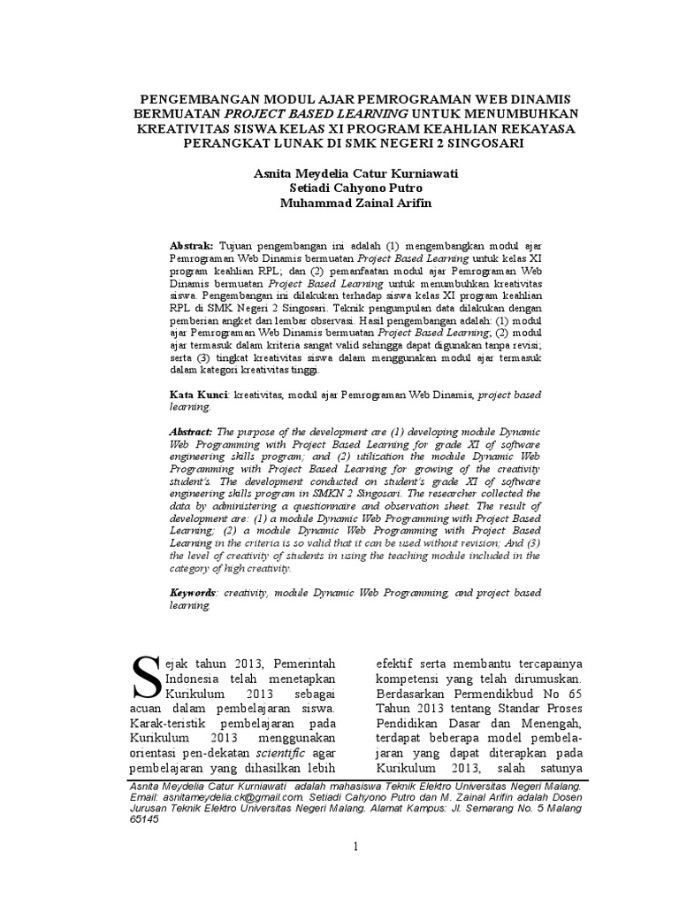 Pengembangan Modul Ajar Pemrograman Web Dinamis Bermuatan Project Based ...