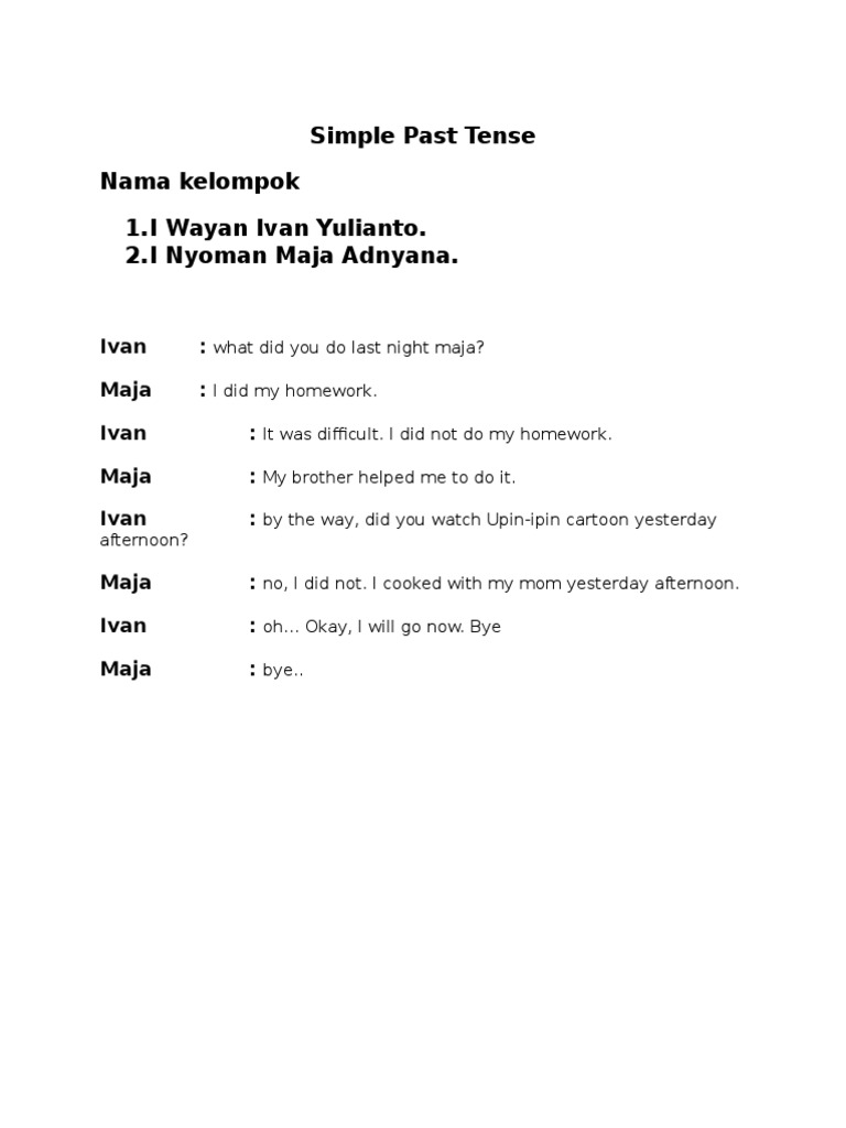 Tugas Dialog Simple Past Tense | PDF