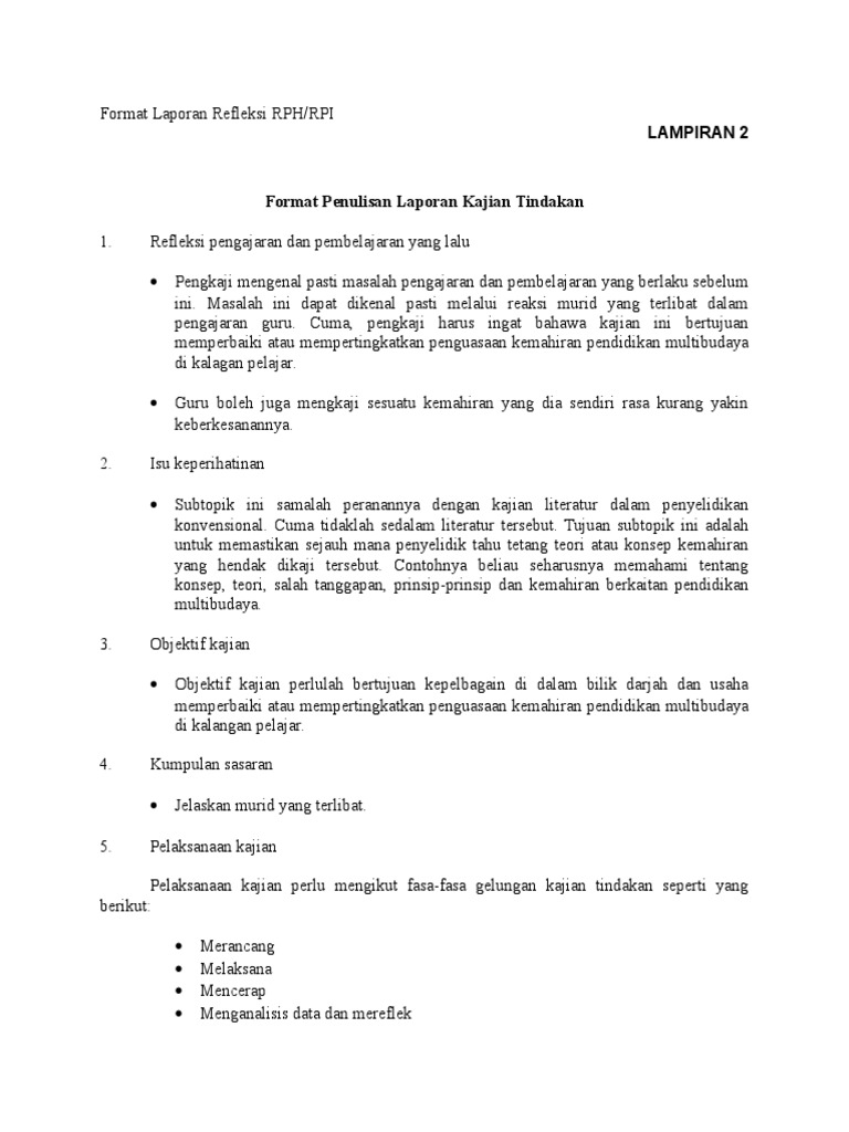 Format Laporan Refleksi RPH | PDF