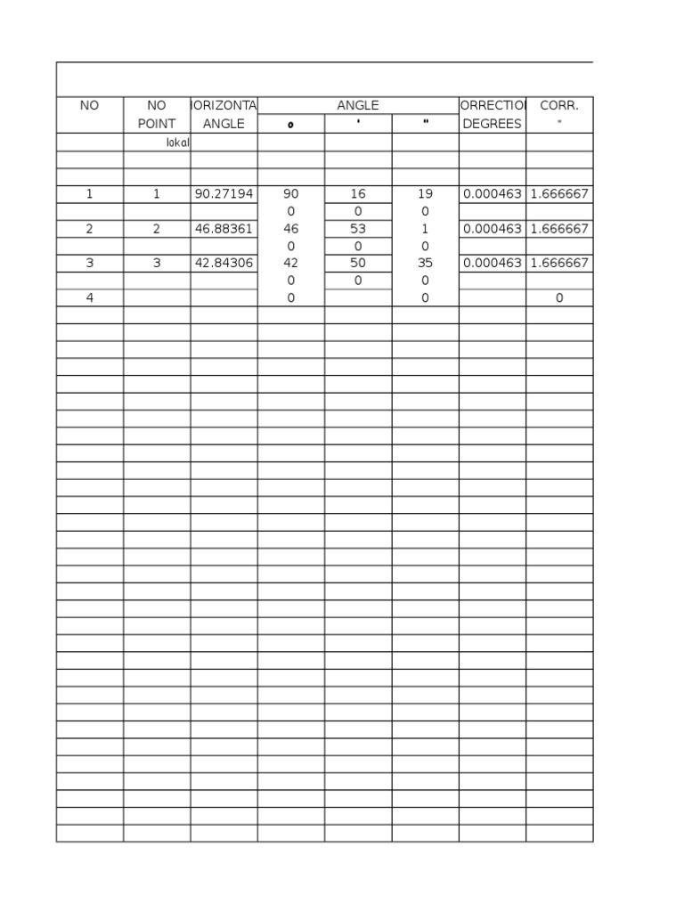 NO NO Horizontal Angle Correction Corr. Point Angle Degrees: " Lokal | PDF