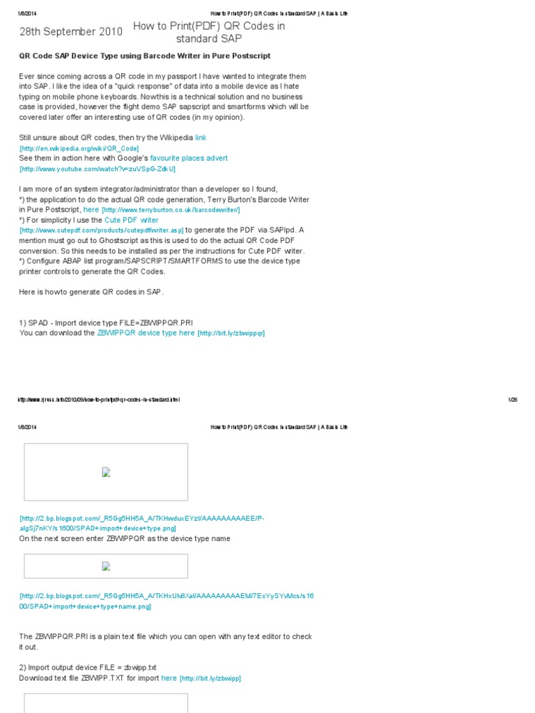 How To Print (PDF) QR Codes in Standard SAP - A Basis Life | PDF | Qr ...