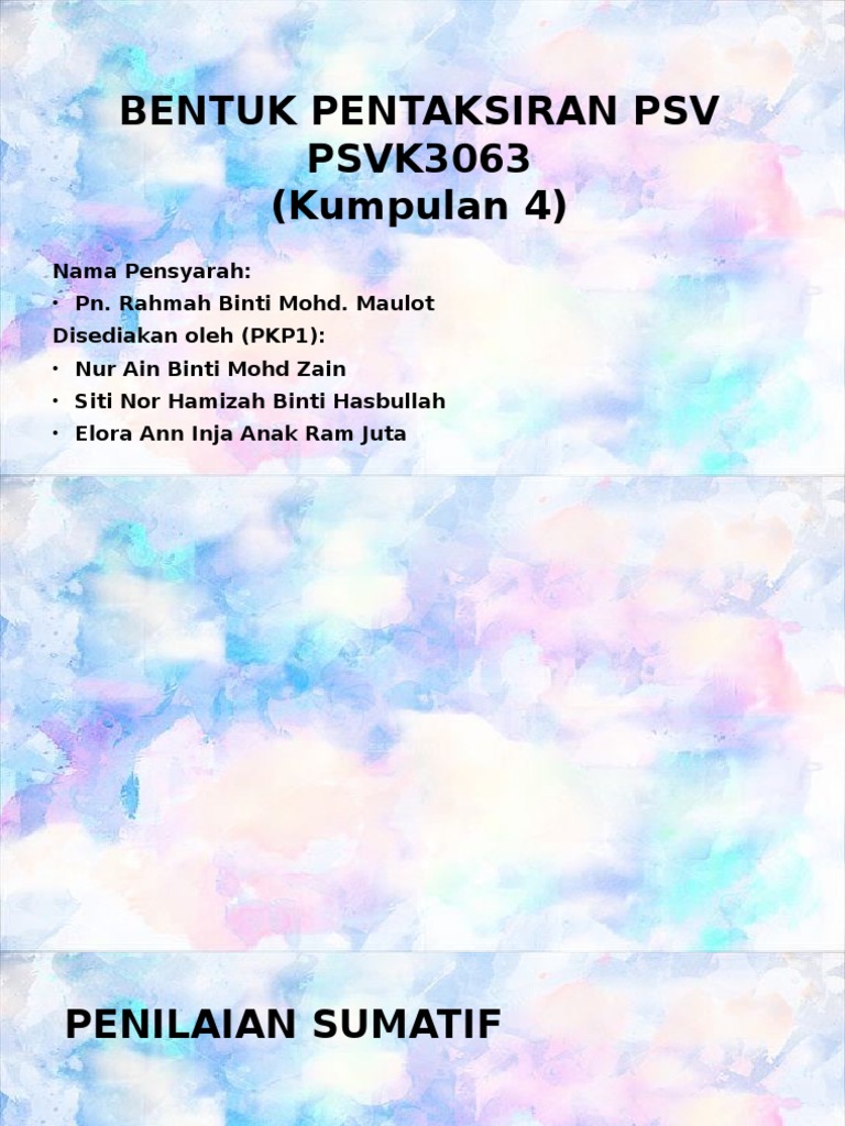 Bentuk Pentaksiran PSV | PDF