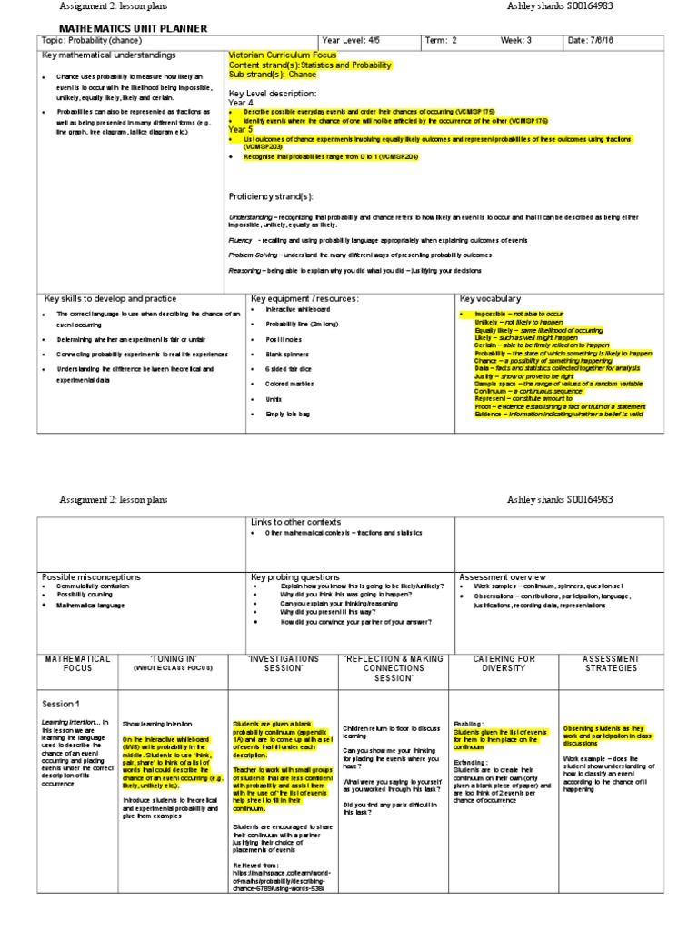 Grade 4/5 Probability Lesson Plans | PDF | Probability | Experiment