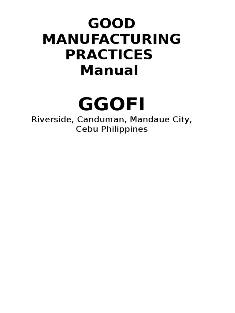 Global Green GMP Manual | PDF | Sanitation | Foods