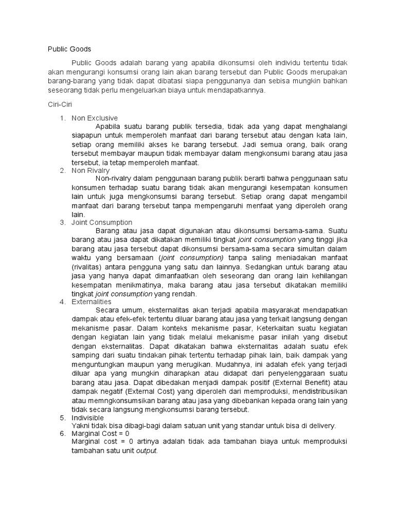 Public Goods, Private, Merit Ucup | PDF