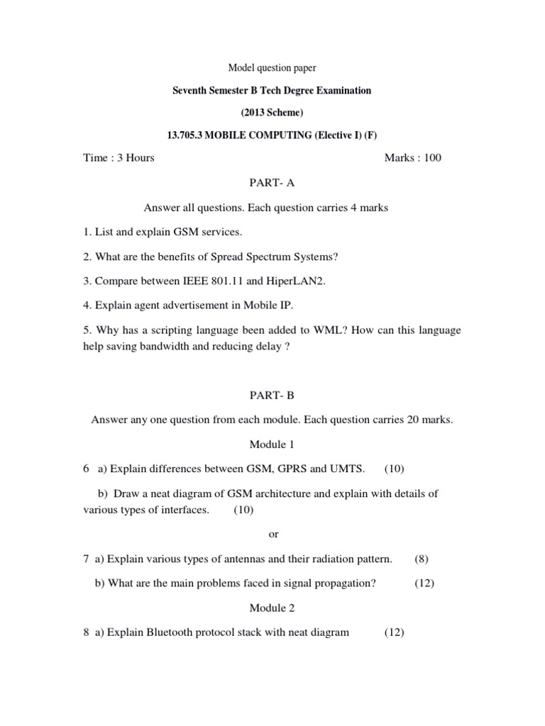 Mobile Computing Questions | PDF | Internet Protocols | Communications Protocols