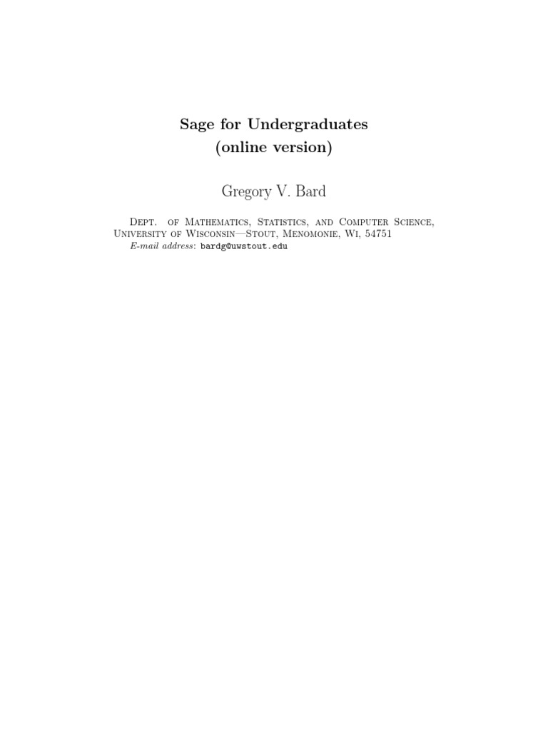 Sage Software for Undergraduates | PDF | Bracket | Matrix (Mathematics)