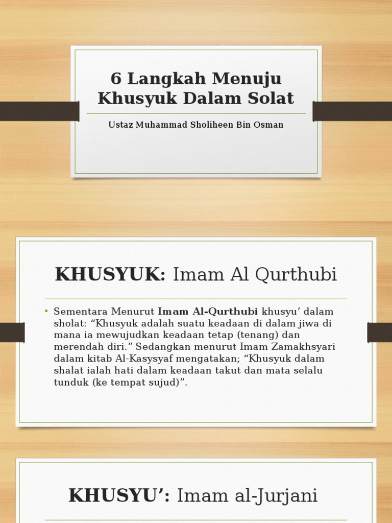 6 Langkah Menuju Khusyuk Dalam Solat | PDF | Karier & Perkembangan ...