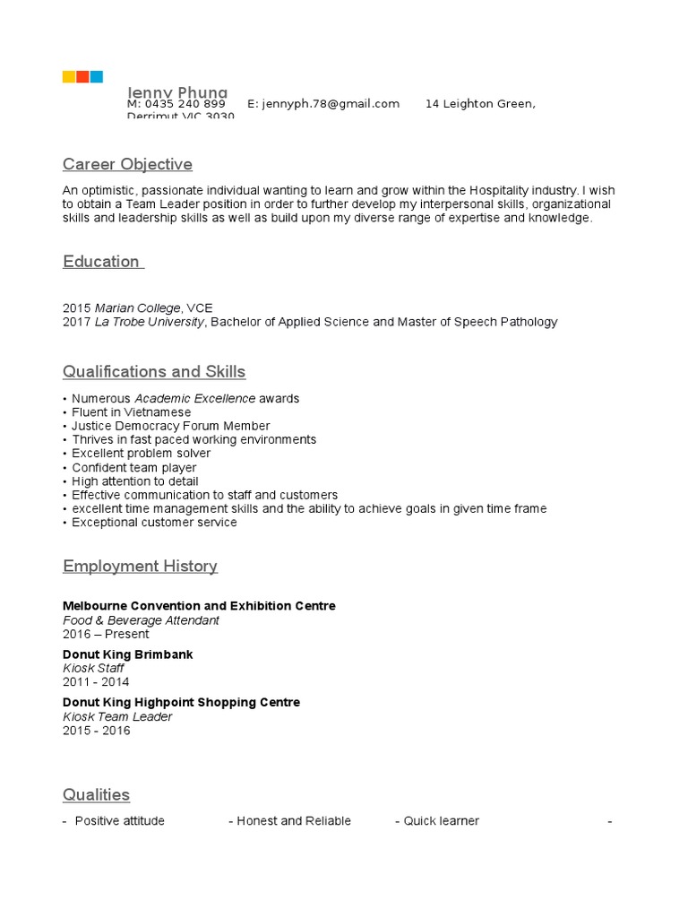 Team Leader Resume Jenny Phung | PDF