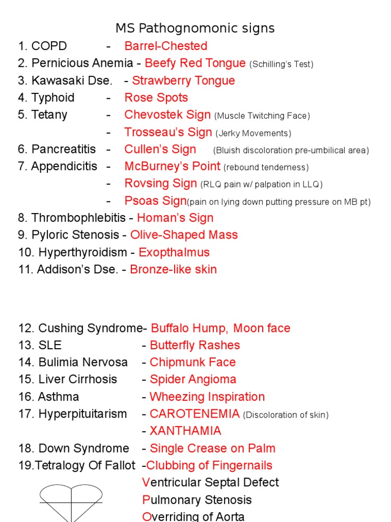 MS Pathognomonic Signs | PDF
