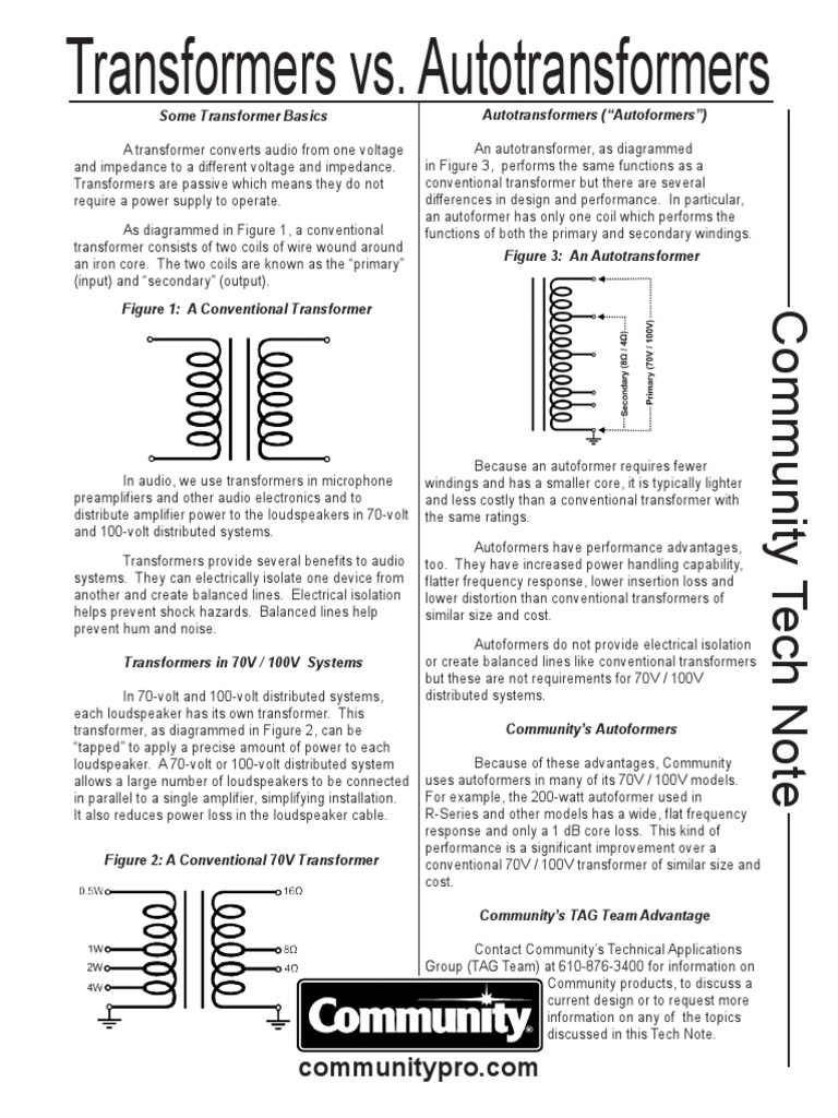Transformers vs. Autotransformers | Download Free PDF | Loudspeaker ...