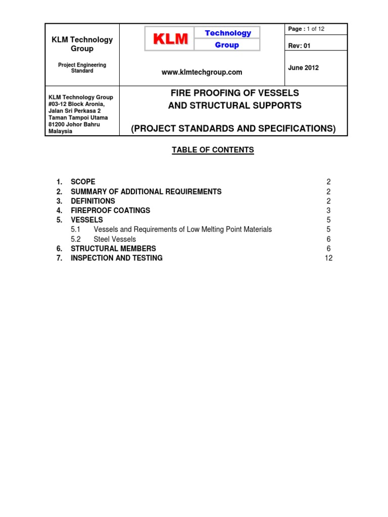 Fireproofing Standards for Vessels & Supports | PDF | Flammability ...