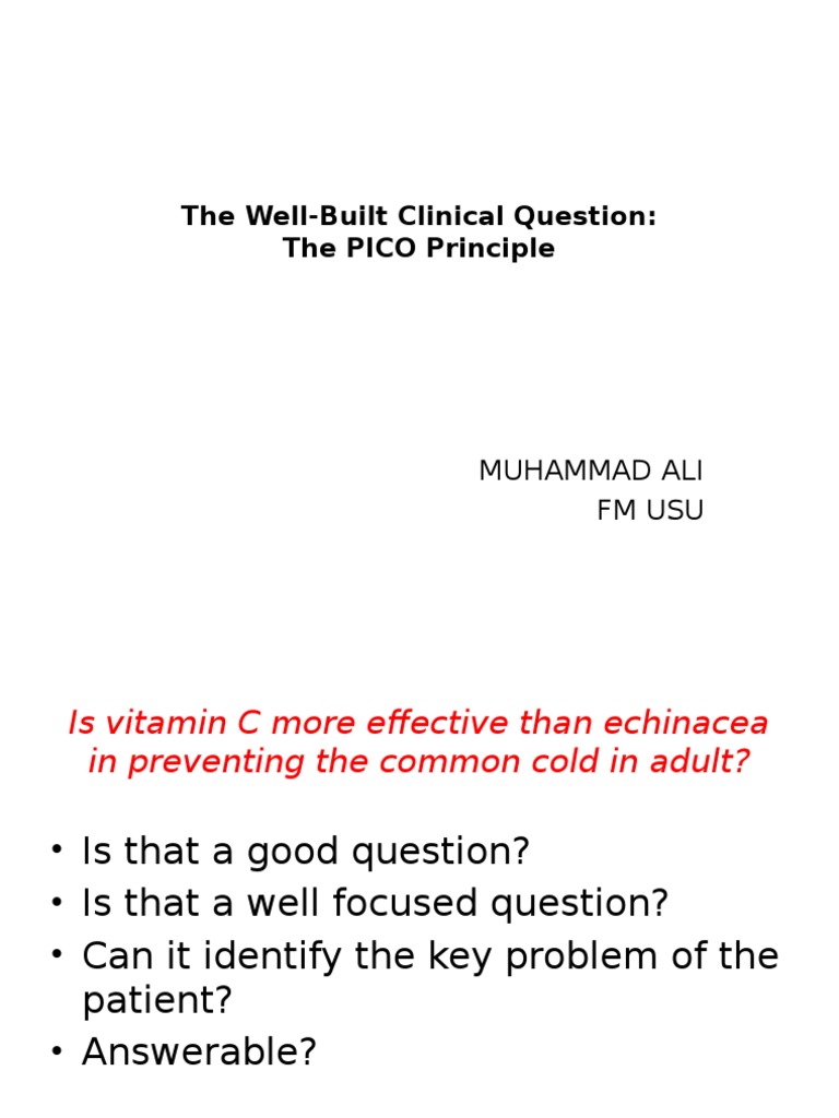 PICO Method for Clinical Questions | PDF | Medical Diagnosis | Evidence ...