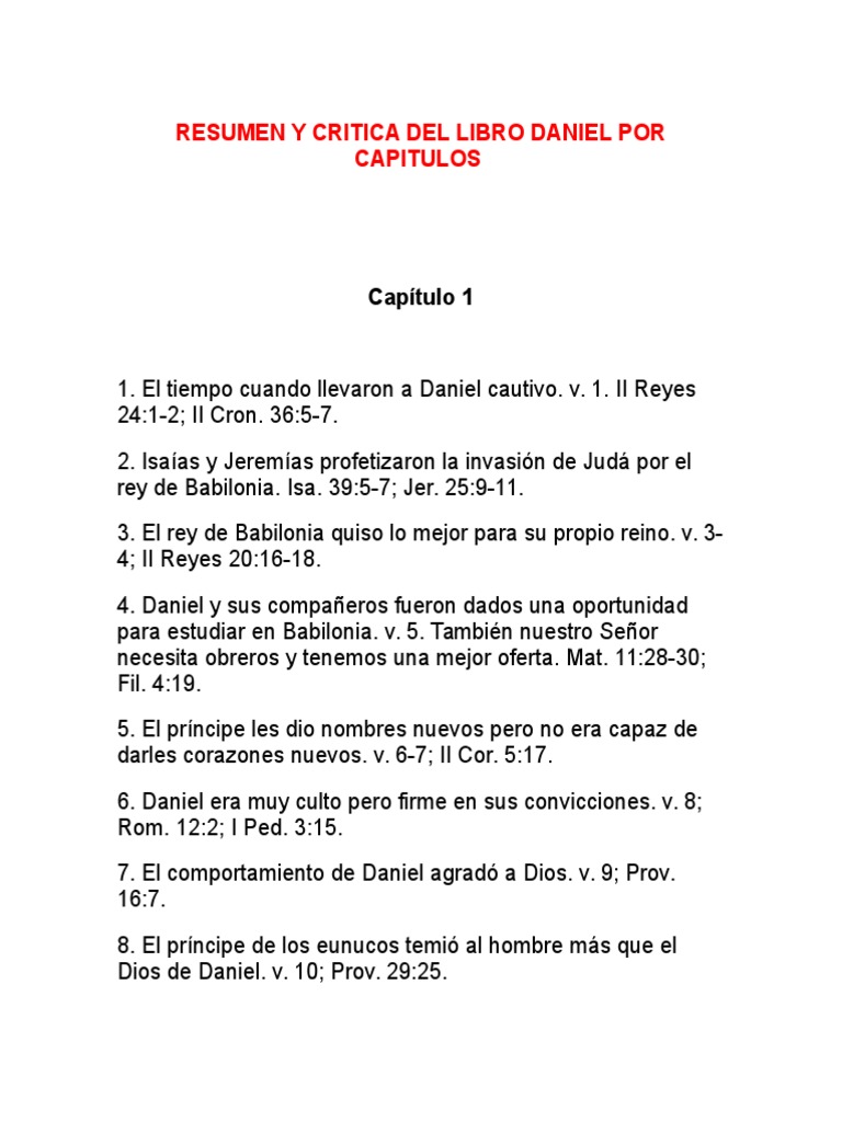 Resumen del Libro de Daniel por Capítulos | PDF | Daniel (figura ...