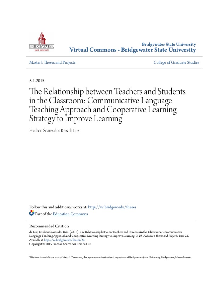 The Relationship Between Teachers and Students in The Classroom | PDF ...