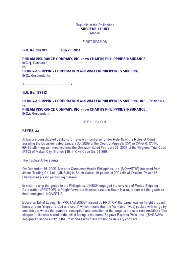 Philam Insurance Vs Heung-A | PDF | Cargo | Bill Of Lading