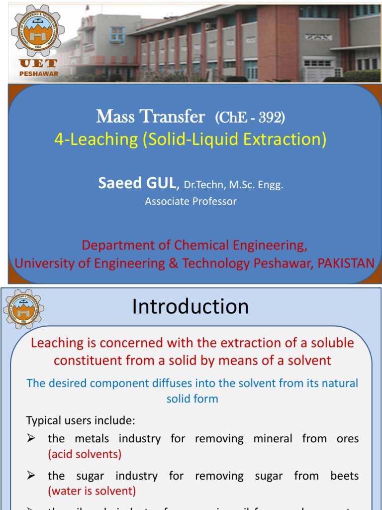 4 Leaching Solid Liquid Extraction | PDF | Solubility | Solution