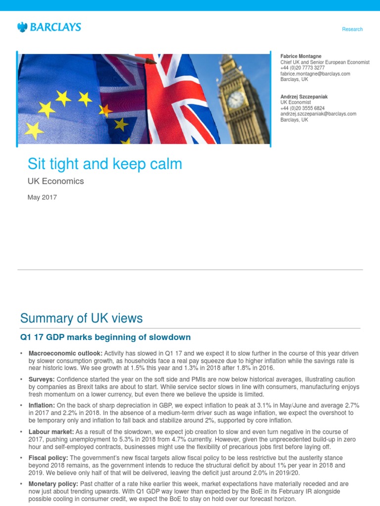 Barclays On Brexit UK Themes Presentation Sit Tight and Keep Calm | PDF | Brexit | Over The ...
