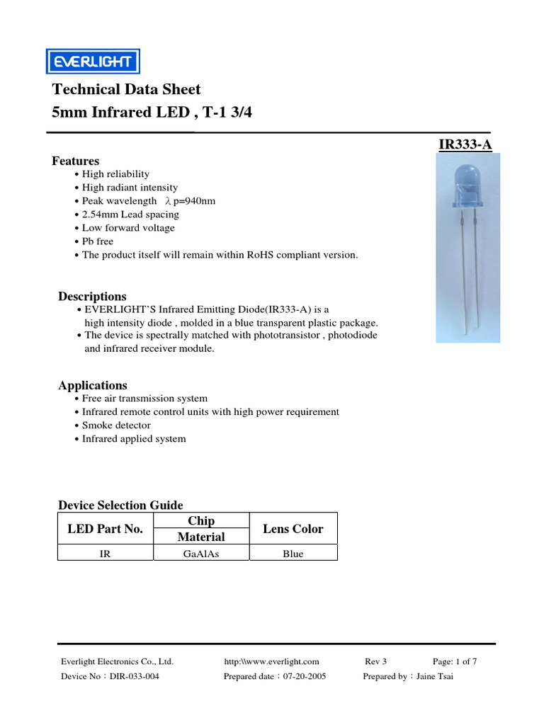 Ir333 A Datasheet Pdf Pdf Infrared Electrical Engineering