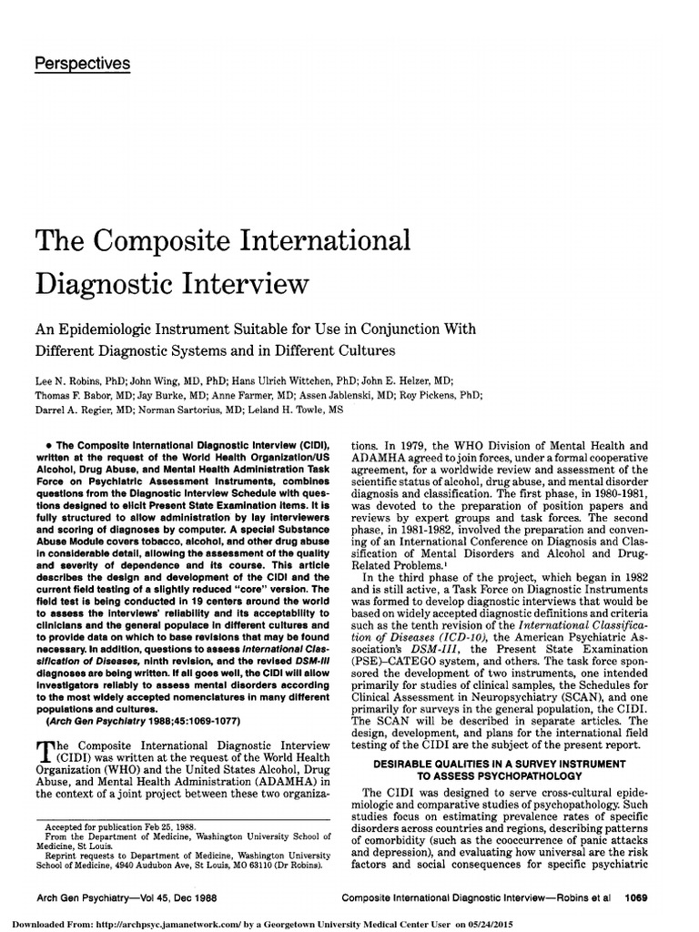 Composite Diagnostic: The International Interview | Download Free PDF ...