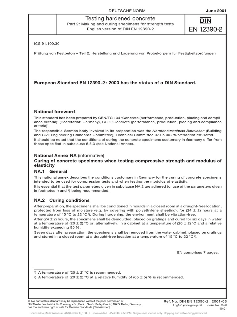 En 12390 2 PDF | PDF | Concrete | Nature